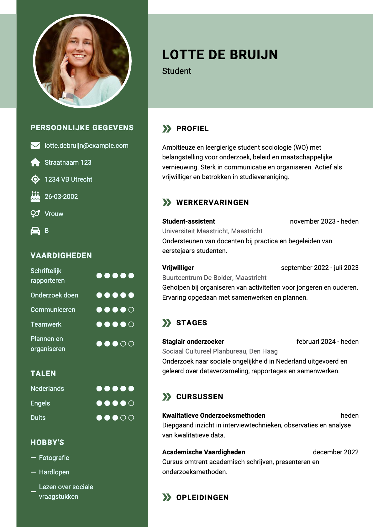 CV voorbeeld Student | CVtogo.nl